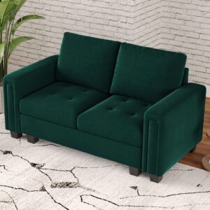 Belffin Velvet Modular Loveseat Sofa Couch 2 Seater Sofa Love Seats for Small Space Green