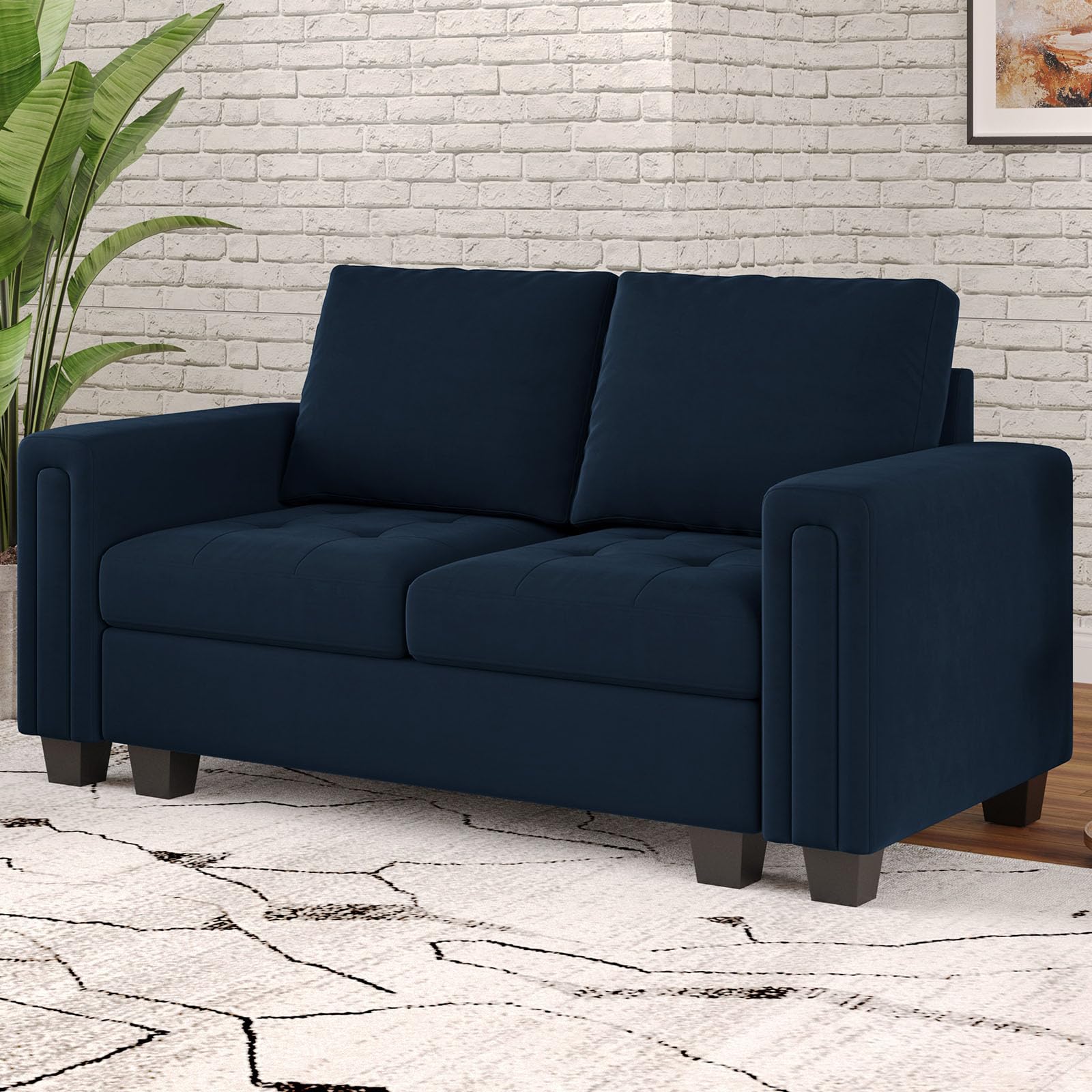 Belffin Velvet Modular Loveseat Sofa Couch 2 Seater Sofa Love Seats for Small Space Blue