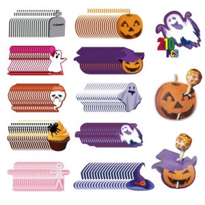 riseyue christmas halloween lollipop decoration card paper variety of design candy holder gift cards school games prizes (210pcs halloween candy card)