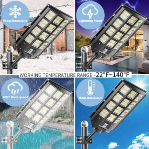 Vzyhik 3-Pack Solar Parking Lot Light - 4800W Solar Street Light 360000LM Dusk to Dawn Street Lights Solar Powered, IP67 Waterproof Solar Wide Angle Lamp with Motion Sensor for Yard, Road