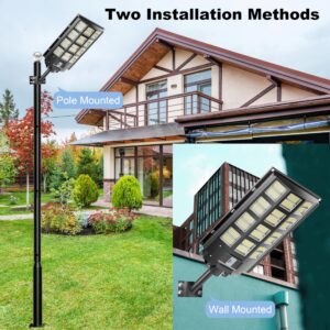 Vzyhik 3-Pack Solar Parking Lot Light - 4800W Solar Street Light 360000LM Dusk to Dawn Street Lights Solar Powered, IP67 Waterproof Solar Wide Angle Lamp with Motion Sensor for Yard, Road