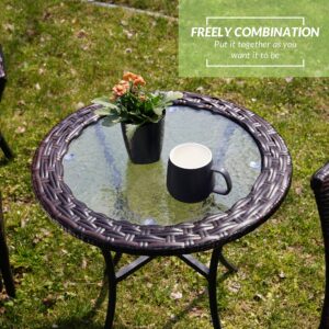 Elevon Patio Conversation Set Outdoor Wicker Furniture with 2 Chairs for Porch and Yard, Beige