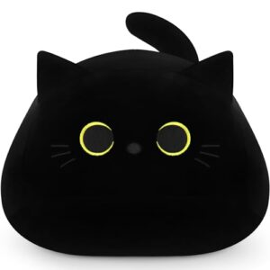 auspicious beginning black cat plush toy-19'' giant black cat stuffed animal, black cat plushie kawaii plushies cat plush pillow, halloween black cat decor plush toys halloween plush gift for kids