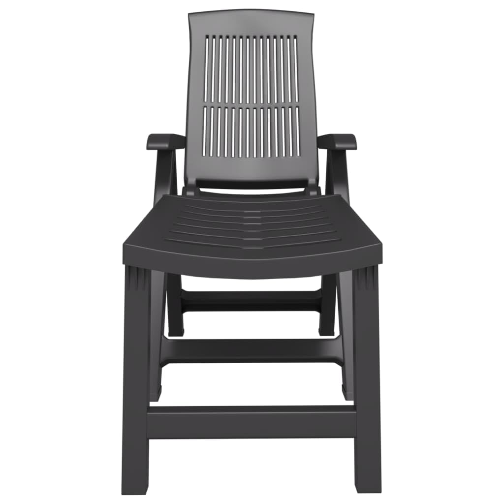 vidaXL Sun Lounger in Anthracite Plastic - Durable Outdoor Furniture with Adjustable Backrest and Foldable Design - Weather-Resistant & Easy to Store