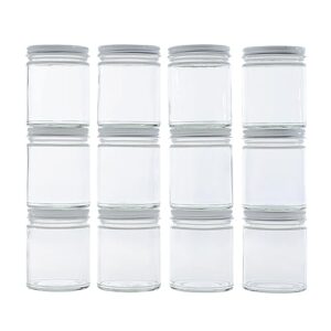 north mountain supply 9 ounce clear glass straight sided mason canning jars - with 70mm white metal lids - case of 12