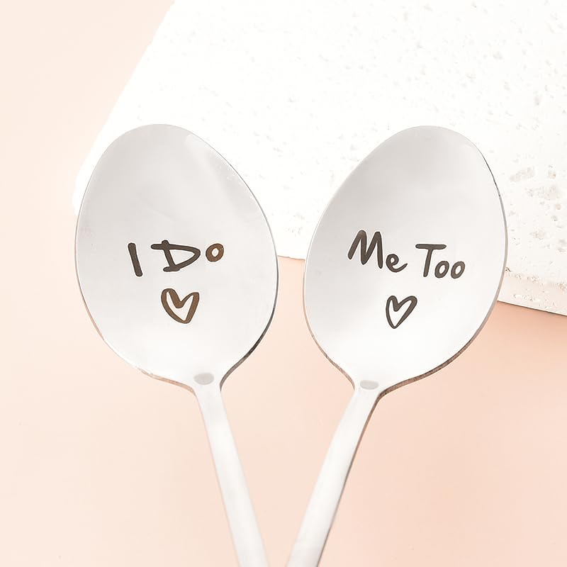 Wedding Anniversary Engagement Gift Spoons for Couple Gifts for Him and Her Husband and Wife Gifts for Couples Set Tea Coffee Spoon Boyfriend Girlfriend Birthday Christmas Valentines Day Gifts for Bf