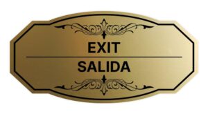 signs bylita victorian exit/salida bilingual sign (brushed gold) - large