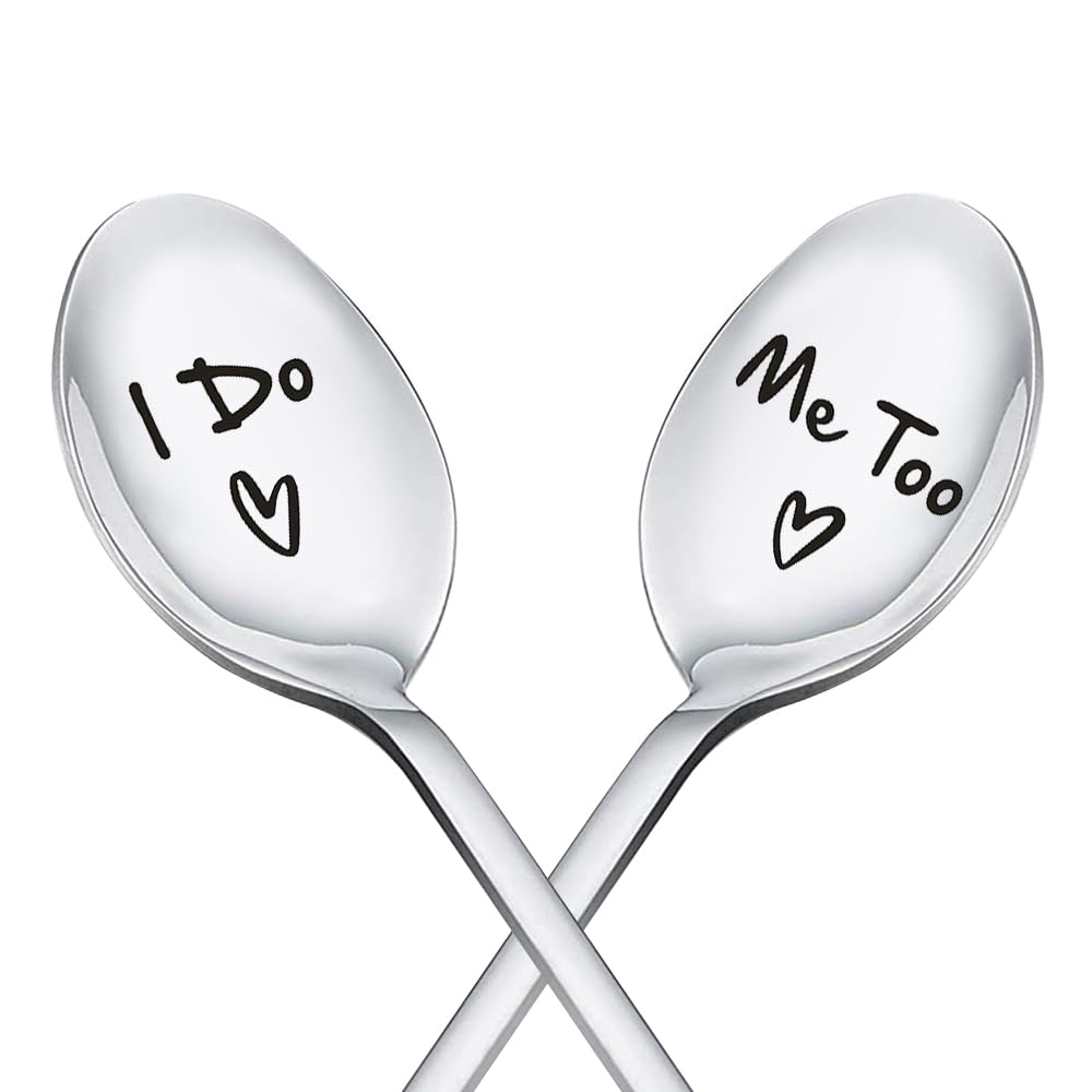 Wedding Anniversary Engagement Gift Spoons for Couple Gifts for Him and Her Husband and Wife Gifts for Couples Set Tea Coffee Spoon Boyfriend Girlfriend Birthday Christmas Valentines Day Gifts for Bf