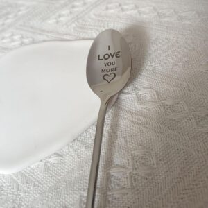 I Love You More Spoon Gifts for Him Her Anniversary Christmas Gift for Boyfriend Girlfriend Romantic Valentine's Day Gifts for Wife Husband Couples 8 Inch Coffee Spoon