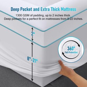 Extra Thick Mattress Topper King Size, Pillow top Mattress Pads Cover for Ultimate Comfort, Overfilled 1300 GSM Down Alternative Filling with 8-21 Inch Deep Pocket (78x80 in,White)