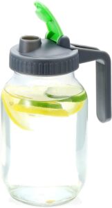 wide mouth mason jar pour spout lids with handle reusable plastic flip cap lid,leak-proof airtight seal black, 86mm (jar not included)