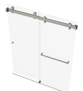 eurotech showers vitra-200 56.5-60" w x 78" h twinglide frameless shower door w/ 3/8" clear tempered glass (brushed nickel)