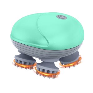 jxtz handheld pet massager for dogs and cats, portable electric cat and dog massage tool with 4 massage heads, 3 speeds, electric pet massager head and back scratcher for tight muscles stiffness green