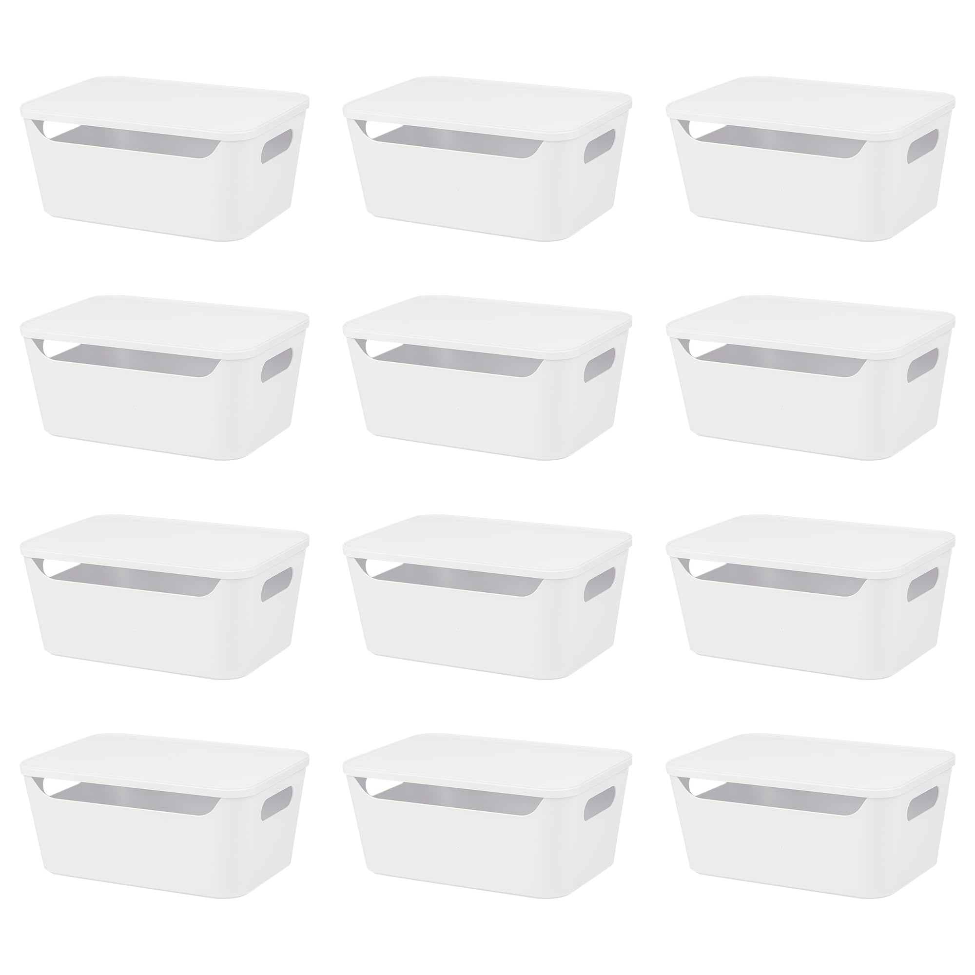 Tiawudi 12 Pack Storage Bins, Plastic Storage Containers with Lids, Stackable Closet Organizer, Multi-Use Organizer Bins for Shelves, Cabinet, Drawer or Countertop