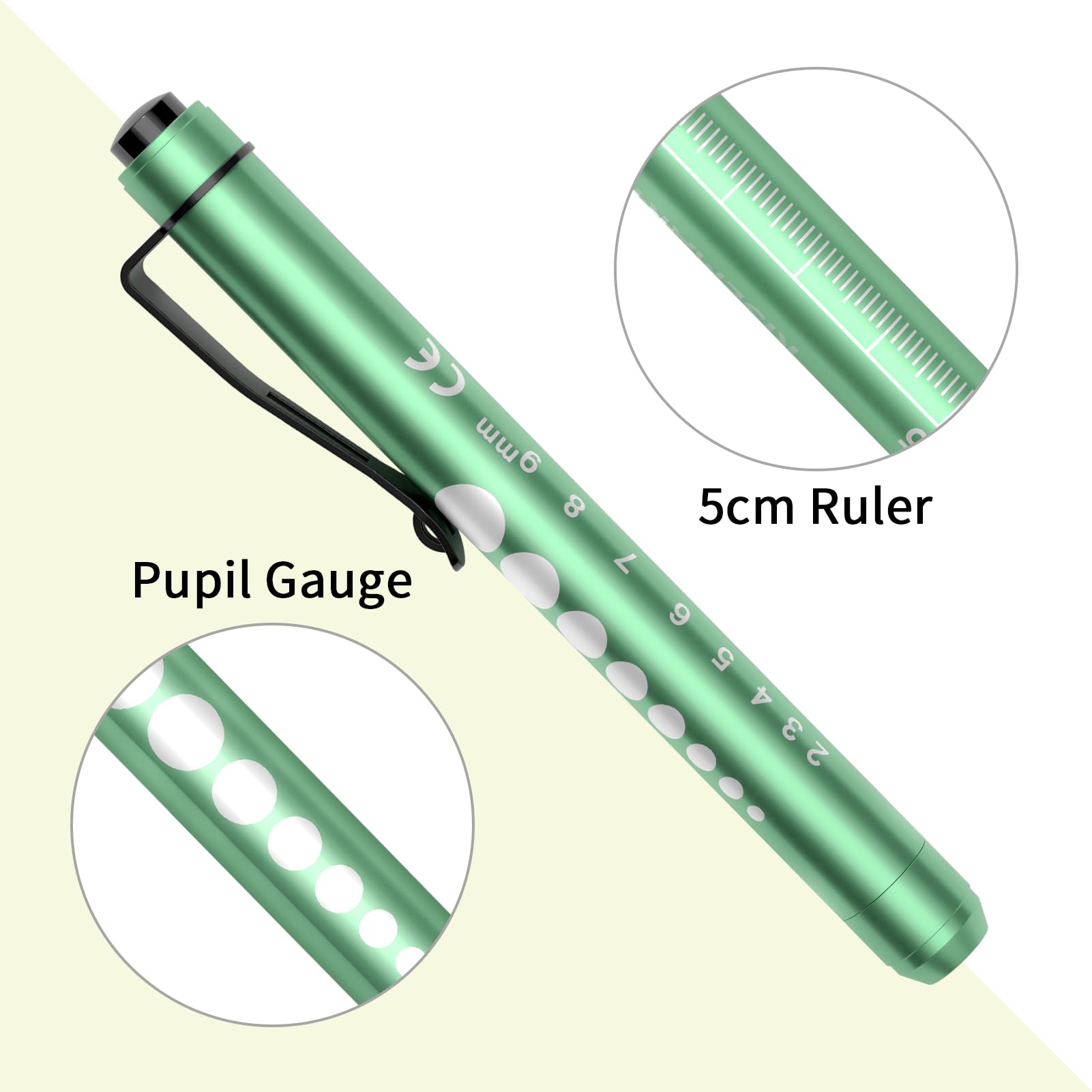 RISEMART 6packs Pen Lights for Nurses Reusable Medical Pen Light with Pupil Gauge and Ruler, White Light LED Penlight for Nurse Student Doctors EMT