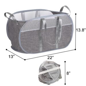 Aplter Collapsible Laundry Baskets Foldable Baskets with Reinforced Handles Pop Up Laundry Hamper Mesh Dirty Clothes Hamper Tear-proof for College Dormitory, Kid’s Room, Bedroom, Laundry Room,Grey