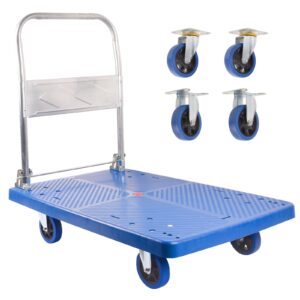 lcyindu 660lbs push cart dolly,foldable platform truck dolly with 360° swivel wheels, space-saving design, heavy duty hand flatbed cart moving cart for loading,groceries, garage, warehouse