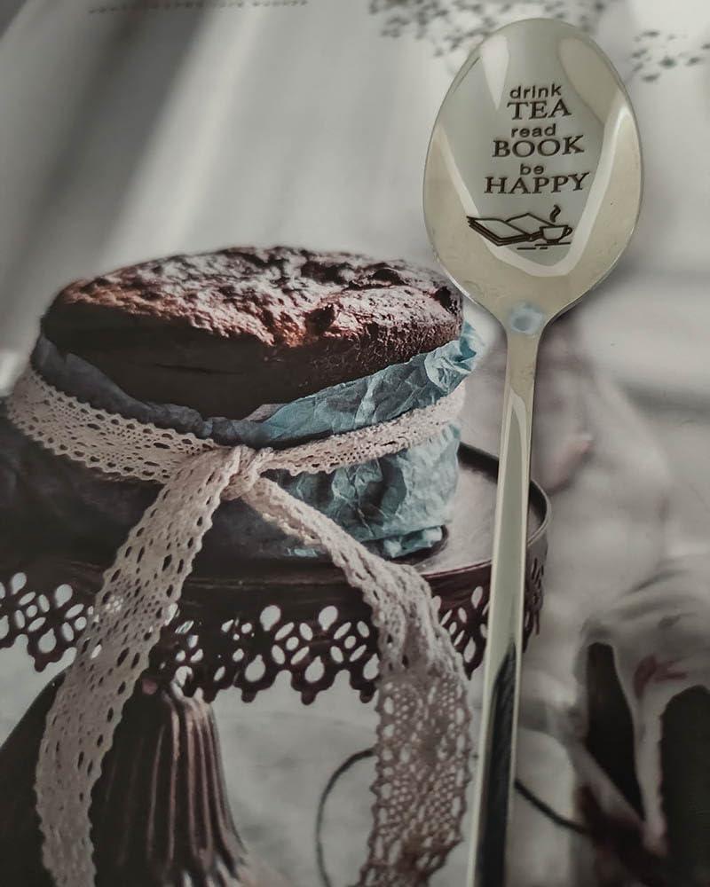 Tea Book Gifts Spoon for Women Men Drink Tea Read Book be Happy Spoon for Daughter Friends Tea Book Lover Gift for Teen Christmas Birthday Gifts for Tea Book Lover Spoons