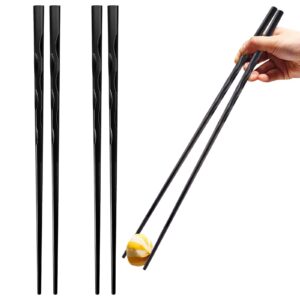 2 pairs 12.6 inches (32cm) cooking extended chopsticks reusable, fiberglass chop sticks for kitchen noodles frying hotpot, japanese chinese extra long anti-slip chopsticks dishwasher safe, black