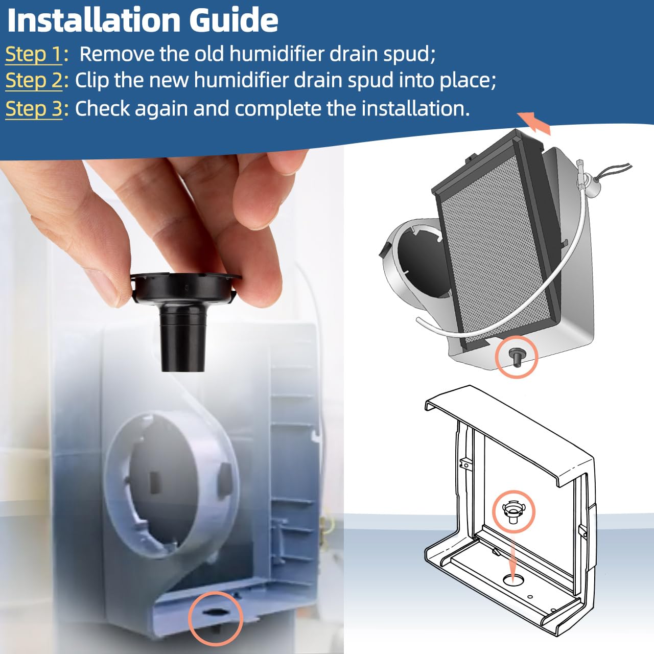 Sconva 4223 Drain Spud Compatible with Aprilaire Humidifier Models 500, 500A, 500M, 550, 560, 600, 600A, 600M Humidifier Parts & Accessories