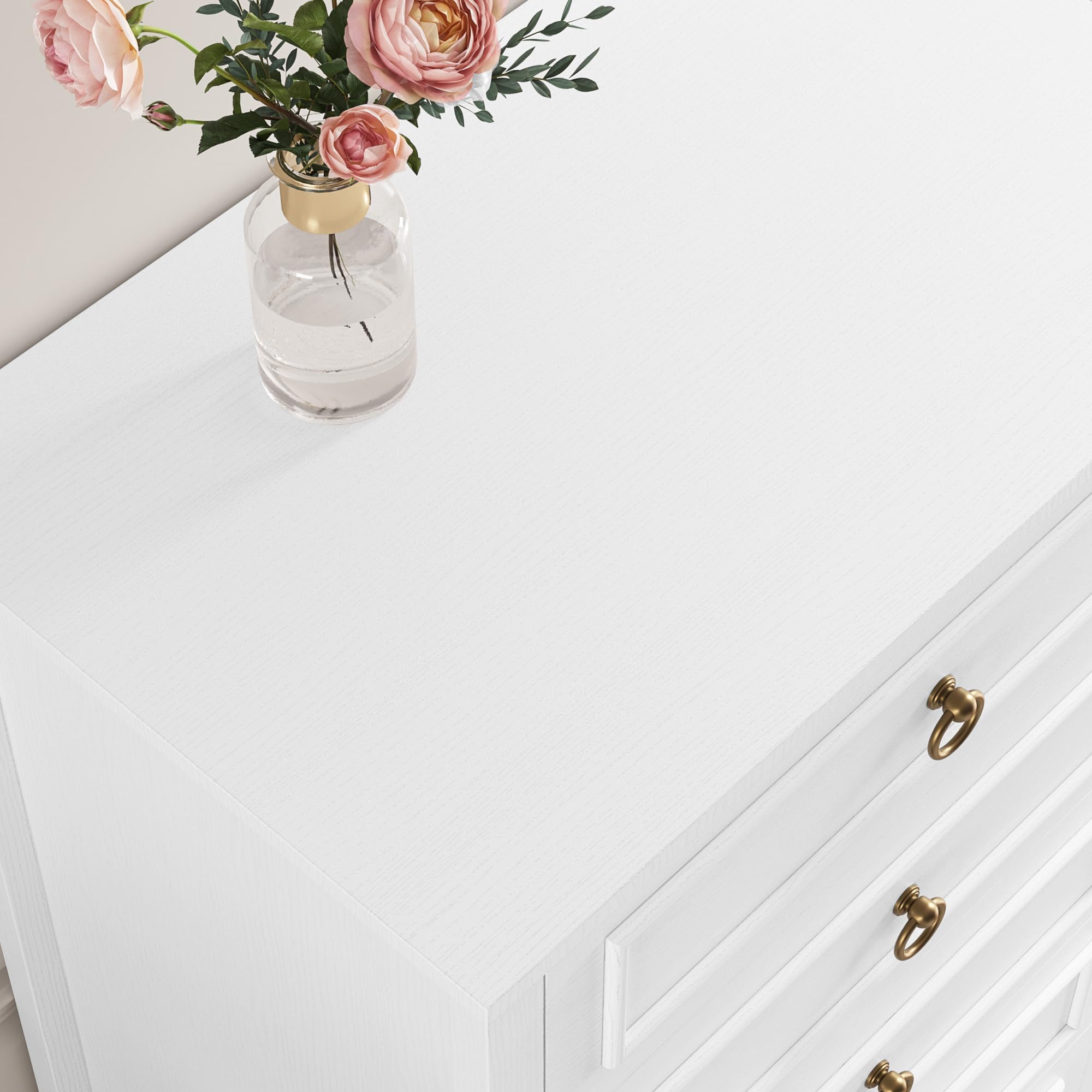 HOSTACK 6 Drawer White Dresser, 52" Tall Dresser, Vertical Dresser, Modern Farmhouse Chest of Drawers, Wood Closet Dresser Storage Dresser Chest for Living Room, Hallway, Entryway