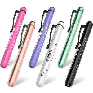 risemart 6packs pen lights for nurses reusable medical pen light with pupil gauge and ruler, white light led penlight for nurse student doctors emt