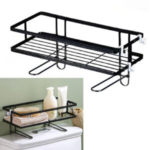 2 Tier Multifunctional Bathroom Shelf Over Toilet Over The Toilet Storage Shelf No Drilling Toilet Organizer Toilet Shelf with Toilet Paper Holder(Single Layer Black)