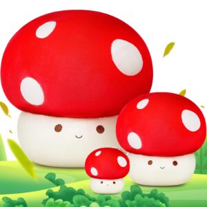 shappy 3 pcs plush mushroom pillow set 15.7" 9" 4.7" cute mushroom stuffed animal mushroom plushie mushroom plush room decor gift for christmas birthday bedroom decor