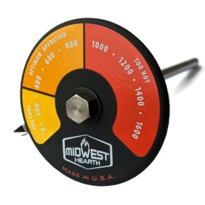 midwest hearth probe thermometer for wood stove with double wall flue pipe (made in usa)