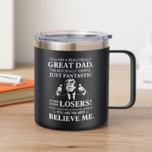 NOWWISH Dad Gifts from Daughter Son - Dad Coffee Tumbler - Funny Birthday Gifts for Dad, Christmas Gifts for Dad New Dad Bonus Dad Father in Law, 14oz, Black