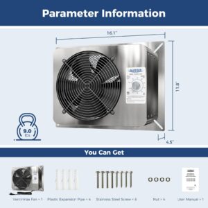 ALORAIR 780CFM Crawlspace Ventilation Fan with Humidistat, IP55 Rated Basement Stainless Steel Exhaust Fan, Built-In Isolation Net 9.13 Inch Foundation Vent Fan for Crawl Space,Garage,Attic,Grow Tent