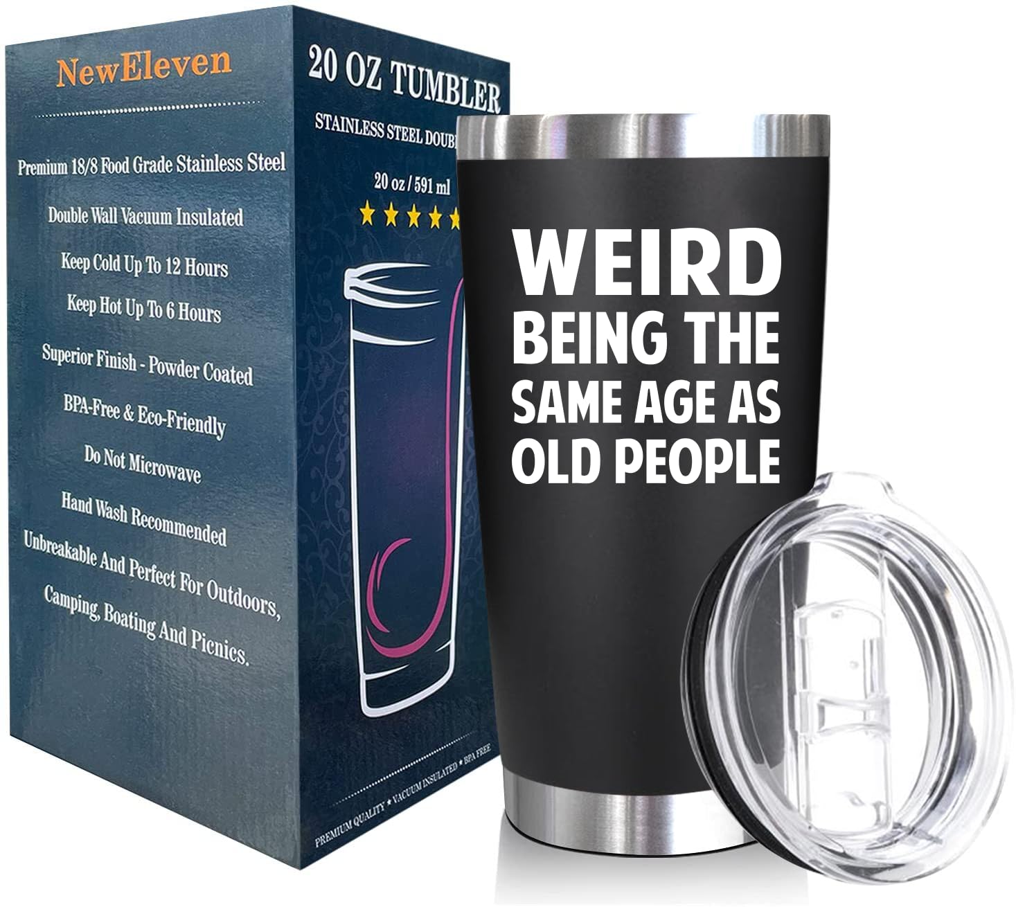 NewEleven Christmas Gifts For Men, Women - Funny Gag Gifts Ideas For Dad, Mom, Grandpa, Grandma, Husband, Wife, Uncle, Him - 40th 50th 60th 70th 80th Birthday Gifts For Men Women – 20 Oz Tumbler