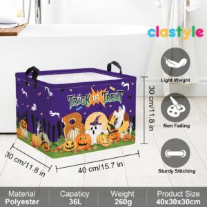 Clastyle Pumpkin Halloween Basket for Kid Boo Basket Stuffers with Ghosts Purple Trick or Treat Spooky Basket Candy Cookies Halloween Storage Bins Boxes