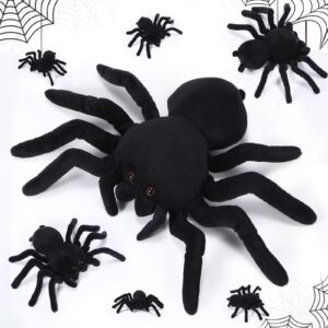 7 pcs black spider stuffed animal 1 giant mommy spider stuffed animal with 6 realistic plush baby spiders plush spider pillow toy set for halloween funny prank toy