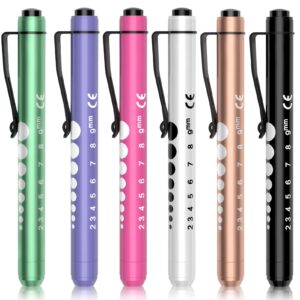 RISEMART 6packs Pen Lights for Nurses Reusable Medical Pen Light with Pupil Gauge and Ruler, White Light LED Penlight for Nurse Student Doctors EMT