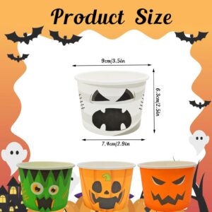 CIEOVO 48 Packs 9 oz Halloween Party Paper Ice Cream Cups Disposable Halloween Ghost Face Bowls Snack Cups Containers Dessert Bowls for Birthday Halloween Trick or Treat Party Decoration