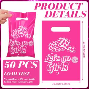 Clysee 50 Pcs Let's Go Girls Party Favor Bags Goodie Bags Bachelorette Gift Bags with Handles Plastic Candy Bags Western Cowgirl Small Gift Bags Bulk for Bachelorette Bridal Shower Birthday Party