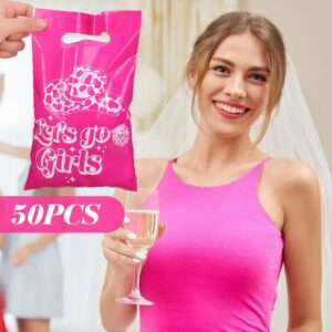 Clysee 50 Pcs Let's Go Girls Party Favor Bags Goodie Bags Bachelorette Gift Bags with Handles Plastic Candy Bags Western Cowgirl Small Gift Bags Bulk for Bachelorette Bridal Shower Birthday Party