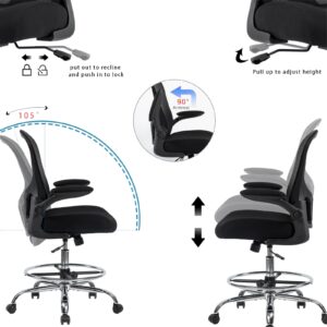 TLLMOON Classroom Chair Ergonomic Mesh Office Chair with 2D Armrests,Up&Down/Front&Rear Lumbar Support Swivel High Back Computer Chair with Adjustable Flip-up Armrests.