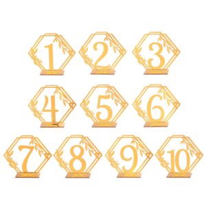 meccanixity acrylic number table sign holders place cards labels with stand diy gold tone 1-10 for wedding events parties centerpieces