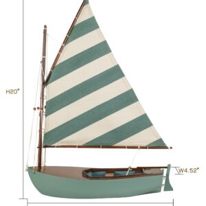 SAILINGSTORY Wooden Sailboat Model Ship Catboat Sail Boat Decor Sailing Boat Model Grey Green