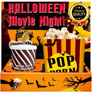 cheshire gifts halloween party supplies for movie night 36pcs - popcorn bags 24ct & movie night snack trays 12ct - halloween party decorations, halloween party favors, halloween decor