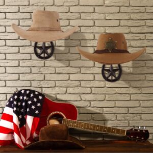 HYDERMUS Cowboy Hat Rack for Wall 2 Pack Rustic Metal Cowboy Hat Holder Cast Iron Cowboy Hat Hanger Western Wall Decor Horseshoe Hooks Storage Display Closet Bedroom Living Room Men's Christmas Gift