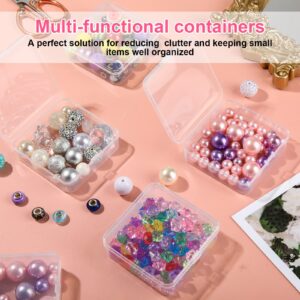 SATINIOR 300 Packs Clear Small Plastic Containers 2.12 x 2.12 x 0.8 Inches Transparent Storage Box with Hinged Lid in Bulk for Jewelry Hardware Crafts Small Items