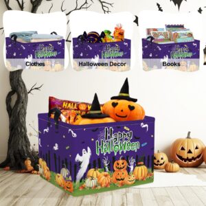 Clastyle Pumpkin Halloween Basket for Kid Boo Basket Stuffers with Ghosts Purple Trick or Treat Spooky Basket Candy Cookies Halloween Storage Bins Boxes