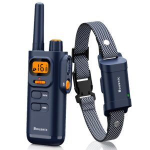 bousnic dog shock collar with remote - [new edition] 4000ft dog training collar for large medium small dogs (8-120lbs) rechargeable e collar with beep, vibration, safe shock