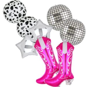 western cowgirl party decorations let's go girls disco cowgirl last rodeo bachelorette theme cow balloon cowgirl boot balloons birthday party decor supplies 10 pcs