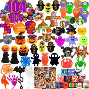 sibucor 104 pcs halloween party favors for kids, pop it fidget toys, classroom prizes, pinata filler goody bag stuffers, treasure box toys, school rewards,treasure chest carnival prizes bulk toys