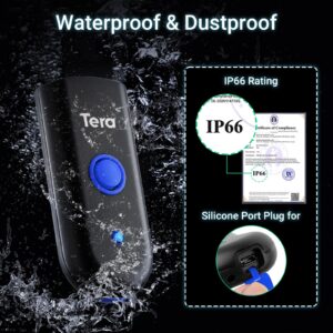 Tera Mini 1D Barcode Scanner: Pocket Waterproof Wireless Laser Scanner 3 in 1 Compatible with Bluetooth USB Wired Portable Bar Code Reader for Supermarket Logistics Work with iOS Windows Android 1100L