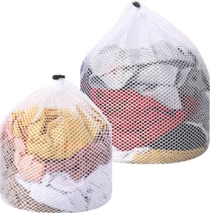 2 packs laundry mesh bags, drawstring net laundry bag for washing machine, mesh wash bags laundry bags, heavy duty dirty clothes washing machine bag, travel washing bag for cloths blouse, underwear